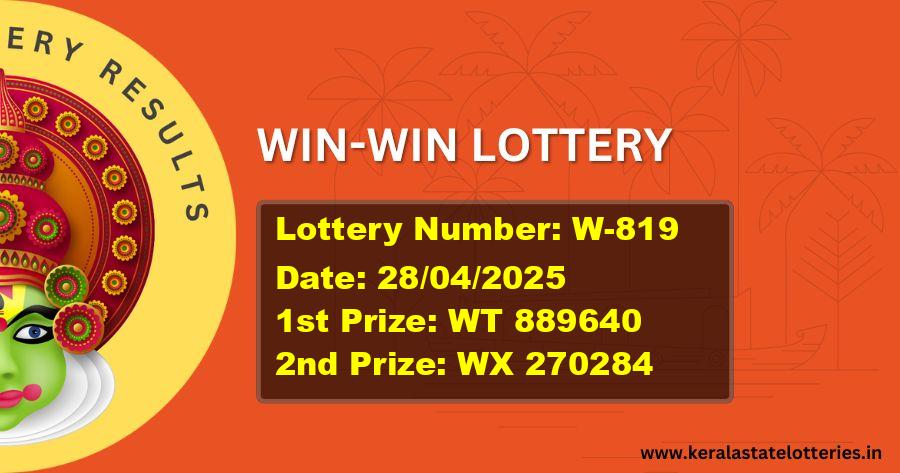 WIN-WIN LOTTERY RESULT | W-819 | 28/04/2025